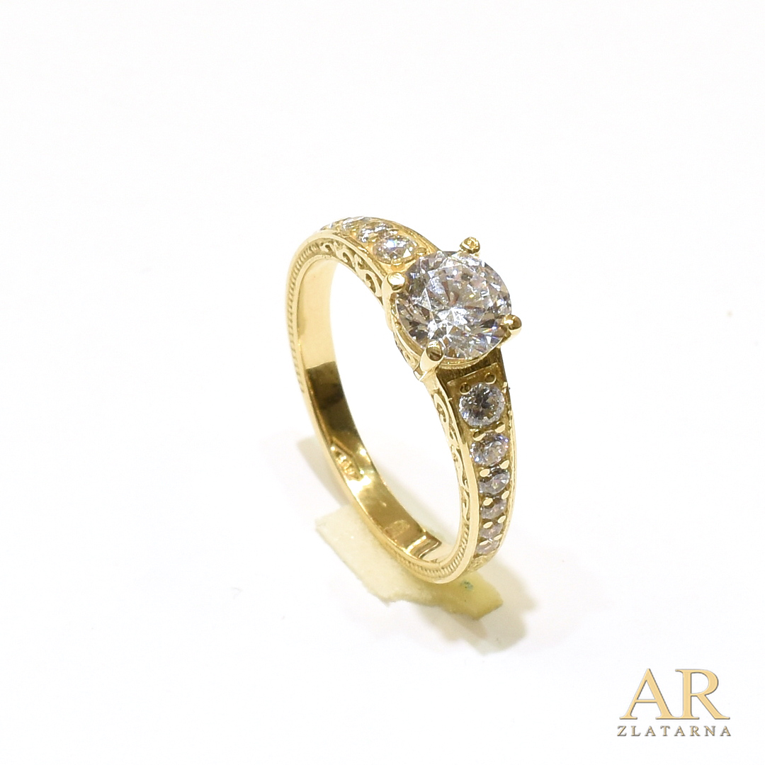 Zlatni zaručnički prsten sa cirkonima, četverokraka kruna Model 2 - Zlatarna AR