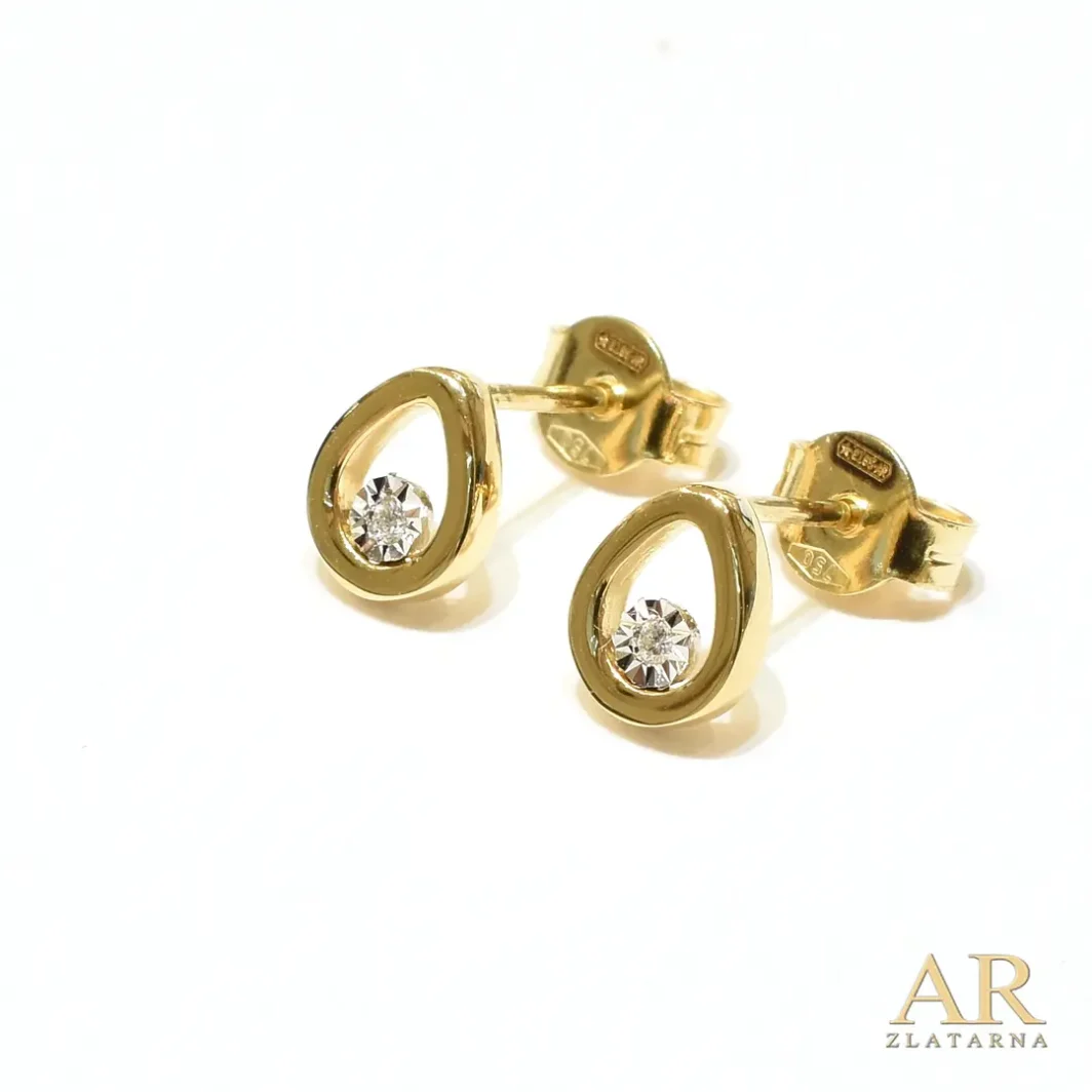 Zlatne naušnice s 0.016ct dijamantima Suza | Zlatarna AR